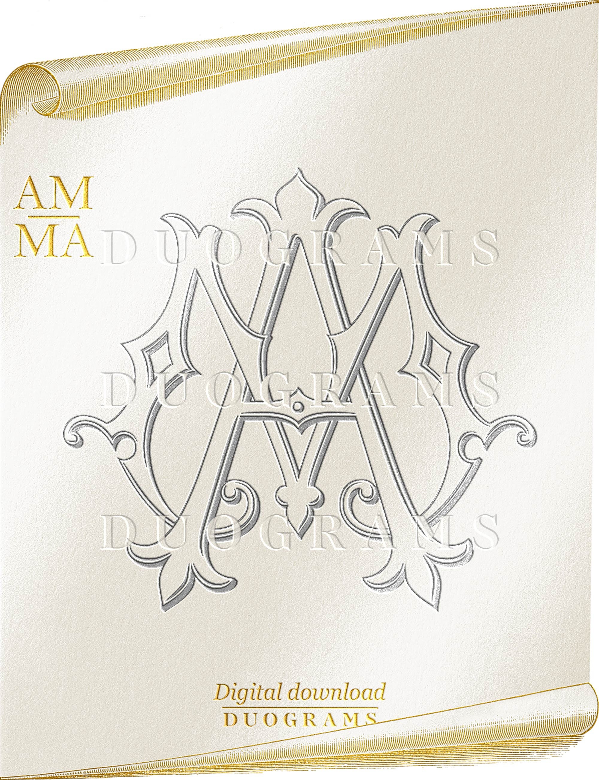 Wedding Monogram Logo AM or MA Two Letter Monogram Design A M Wedding ...