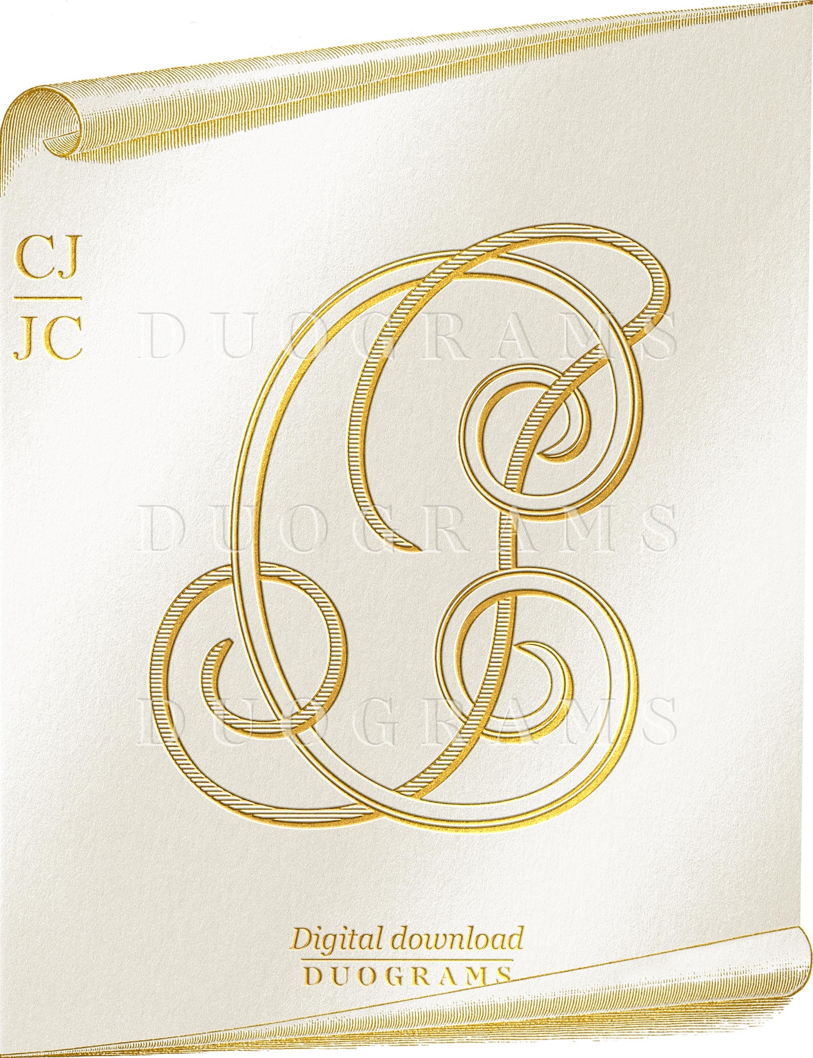CJ JC Wedding Monogram Logo Vintage Duogram J C Intertwined Monogram C ...