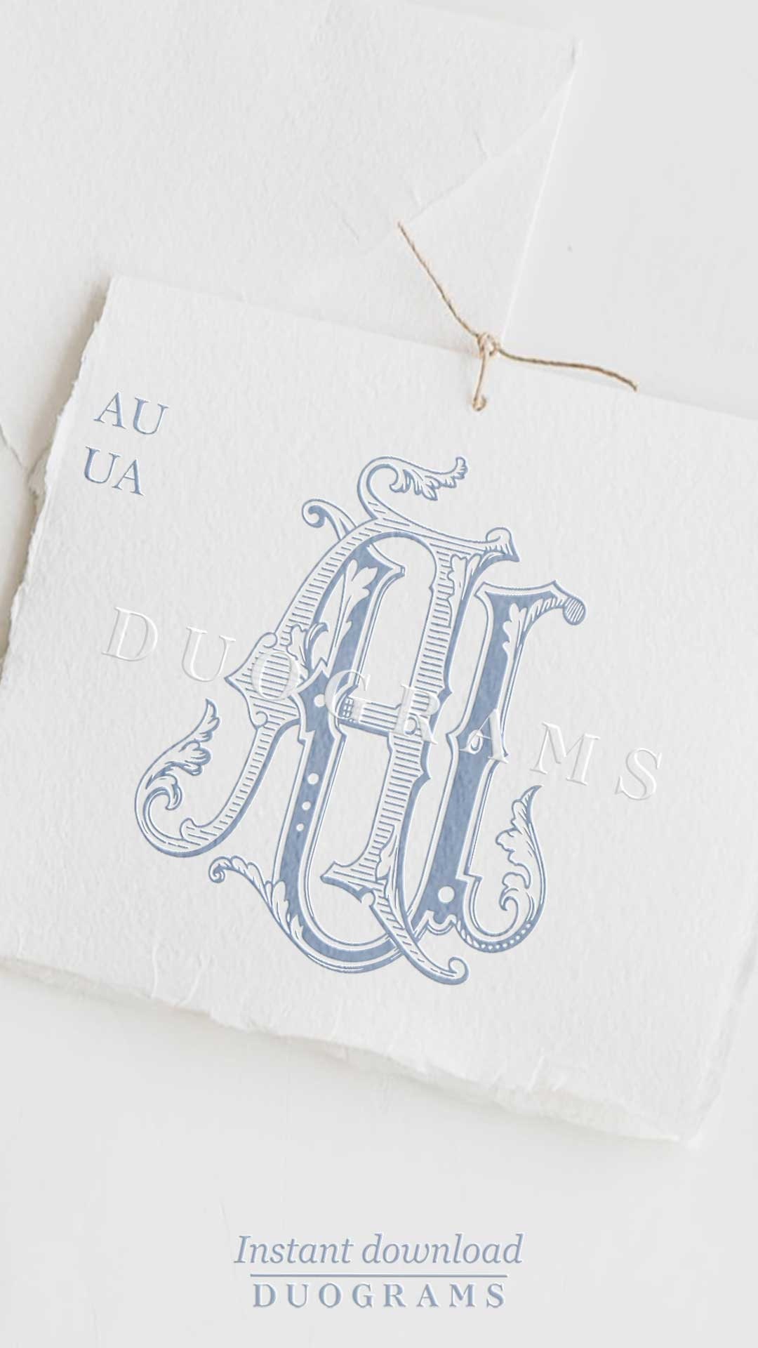 Vintage Interlocking Monogram AU or UA Two Letter Monogram Logo Design ...