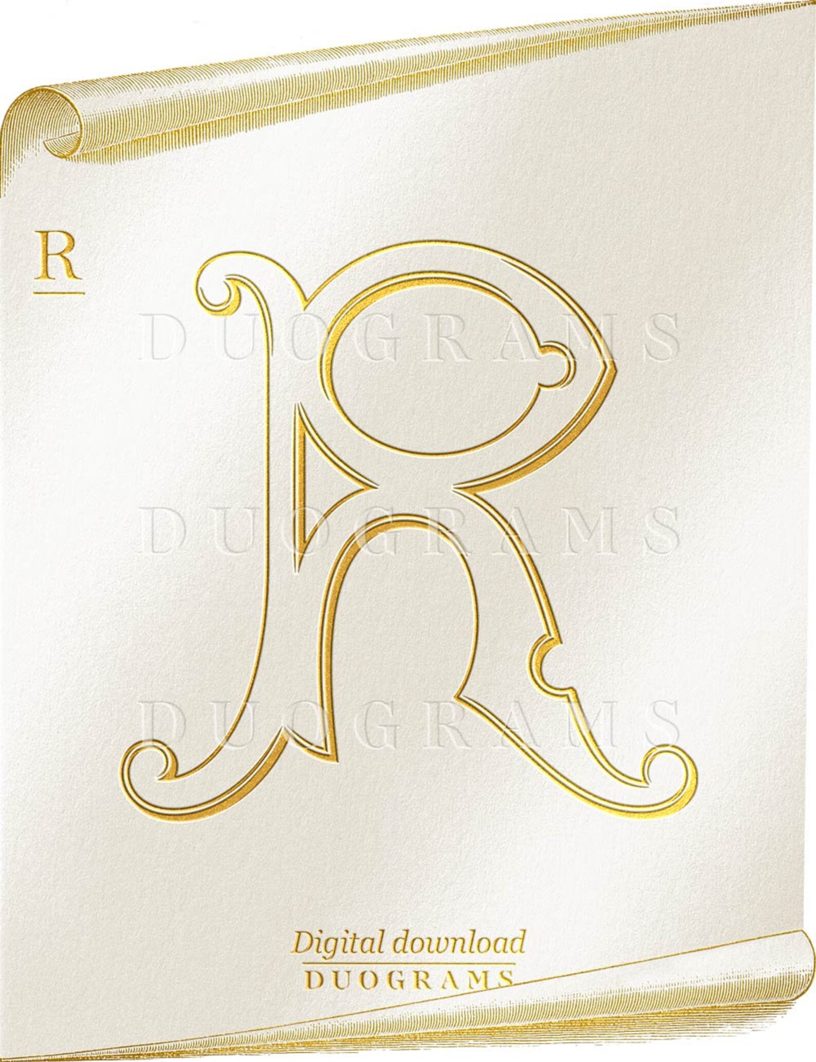 Vintage Wedding Monogram Logo R Monogram Wreath SVG - Etsy