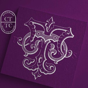 Wedding Logo Design CT or TC Interlocking Monogram C T Vintage Monogram ...