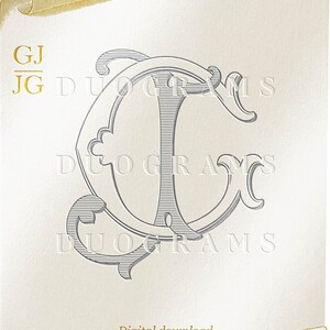 Interlocking Wedding Monogram Logo GJ or JG Two Letter Monogram Design ...