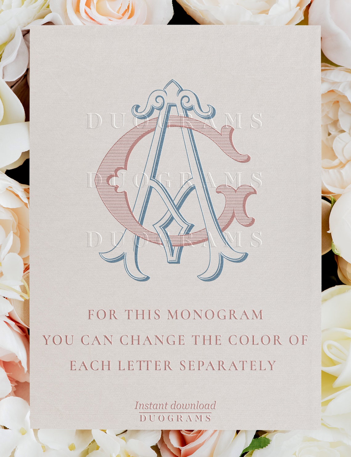Vintage Wedding Monogram Logo AG GA Duogram A G Intertwined Monogram ...