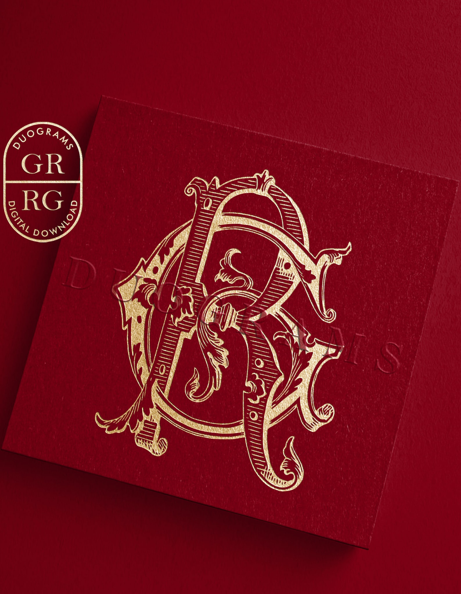 GR RG Vintage Wedding Monogram Logo Design SVG Two Letter Monogram G R ...