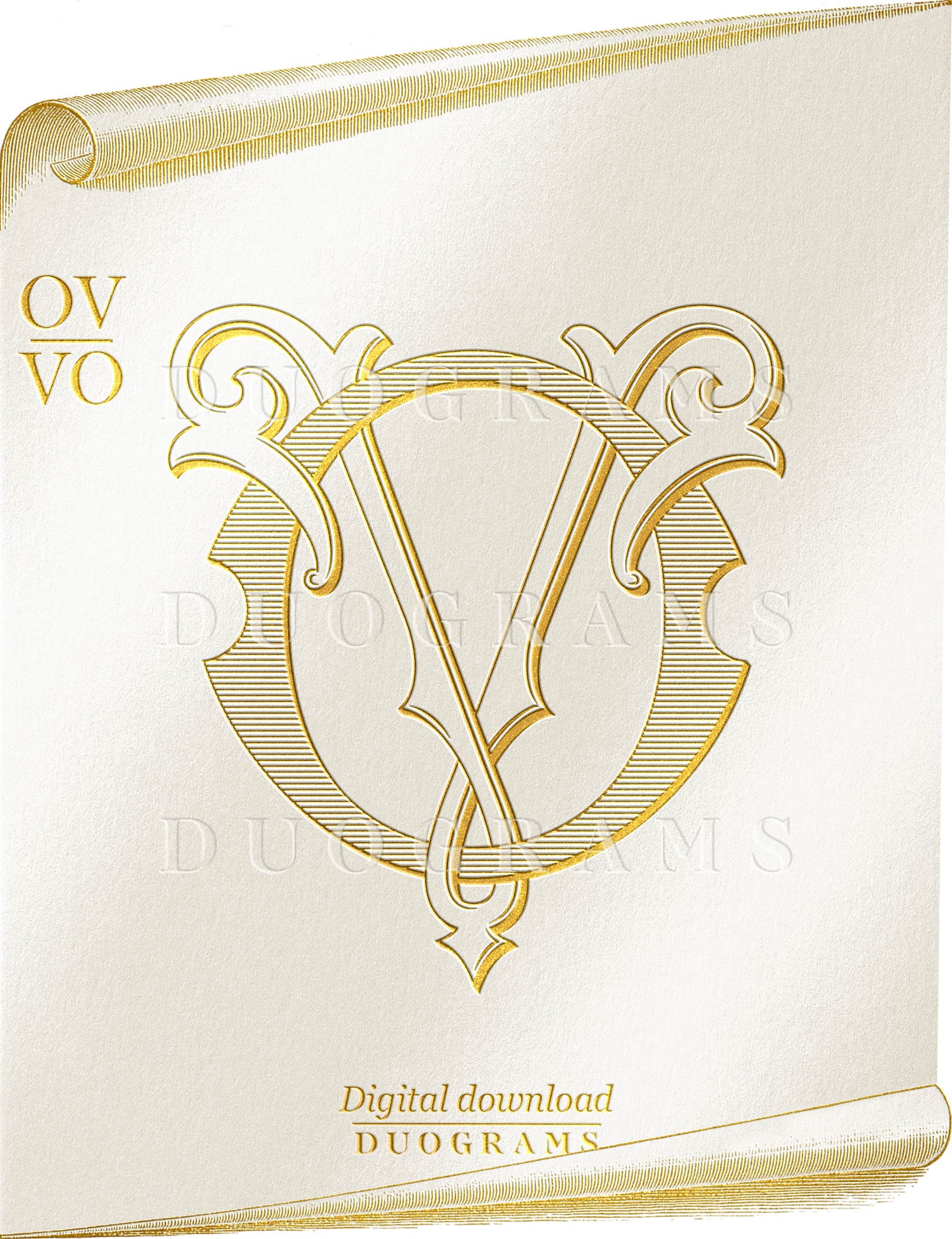 OV VO Vintage Wedding Monogram Logo Designs SVG Digital Download O V ...