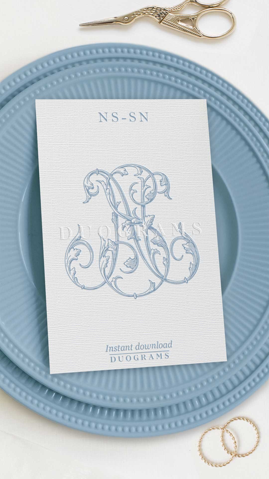 NS SN Vintage Wedding Monogram Logo Design N S Digital Download S N Two ...