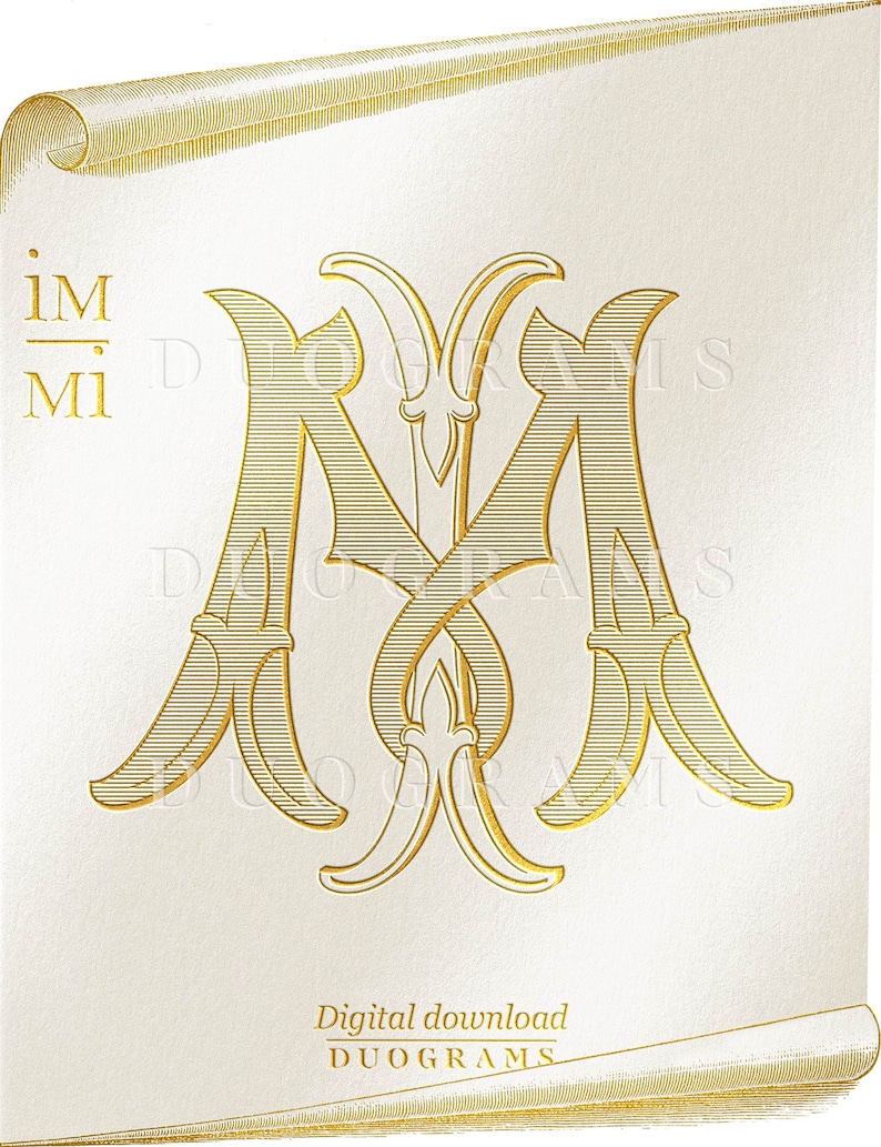 Vintage Monogram Design IM MI Monogram Wreath SVG Digital Download - Etsy