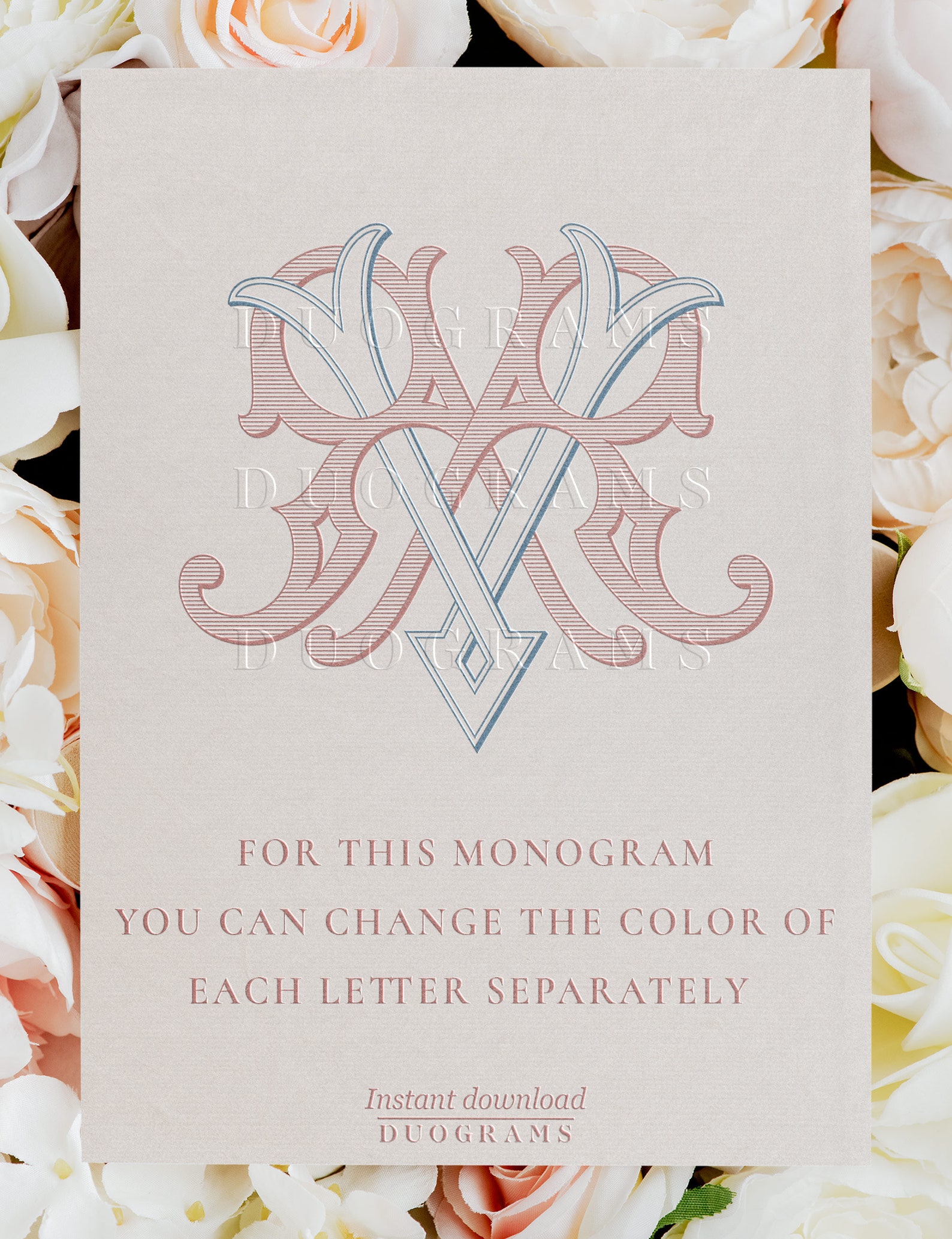 Vintage Monogram Design RV VR Monogram Wreath SVG Digital Download - Etsy