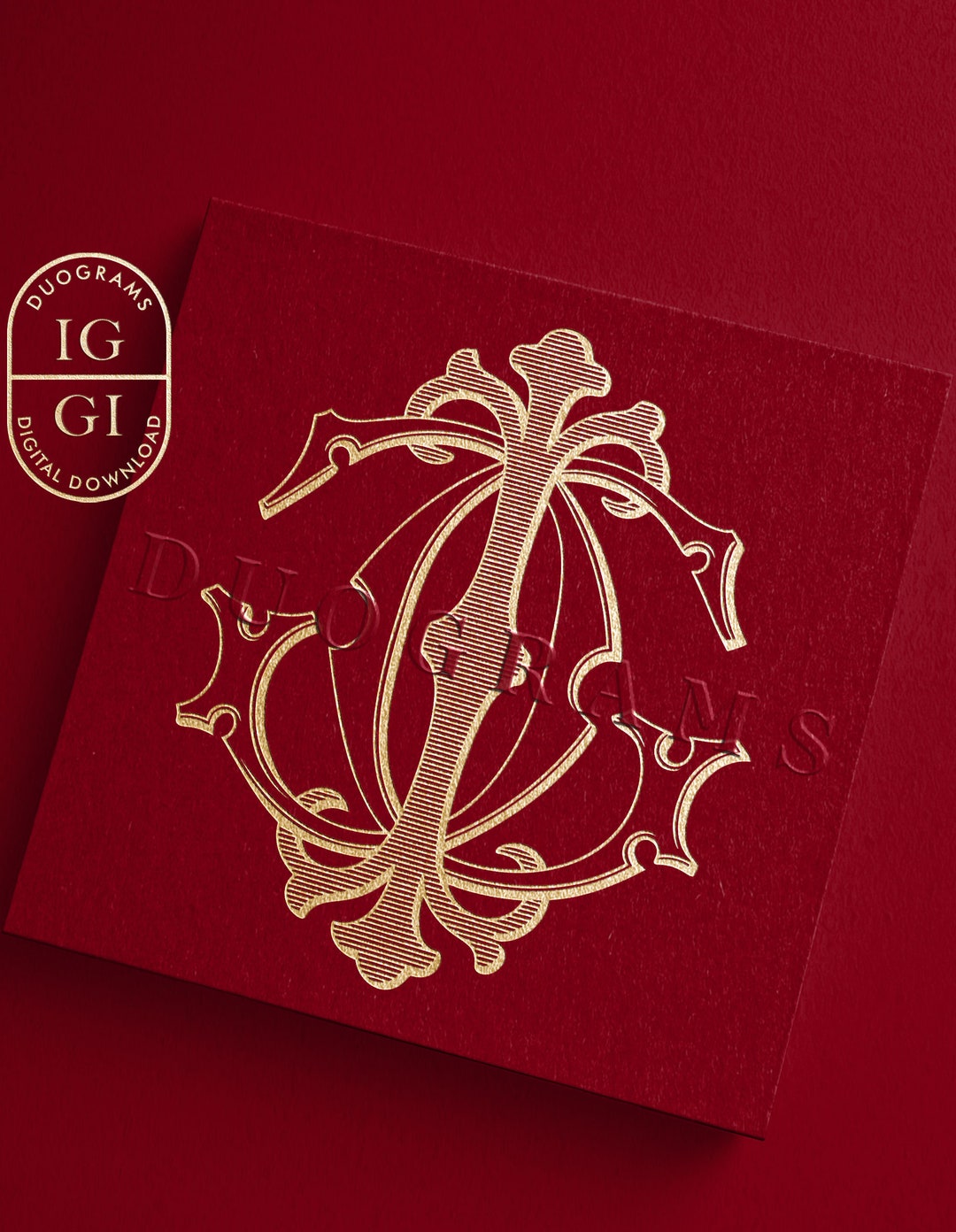 Vintage Wedding Monogram IG or GI Logo Design I G Two Letter Monogram ...