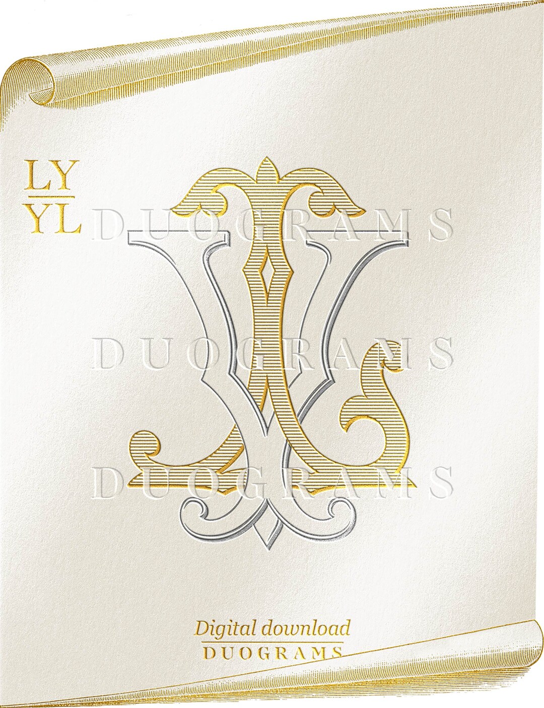 Interlocking Wedding Monogram LY or YL, 2 Letter Monogram Logo Design ...