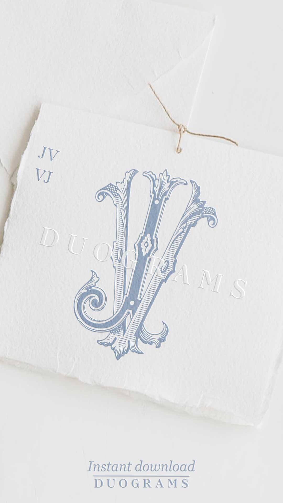 Two Letter Monogram Logo JV or VJ Interlocking Monogram Design J V ...