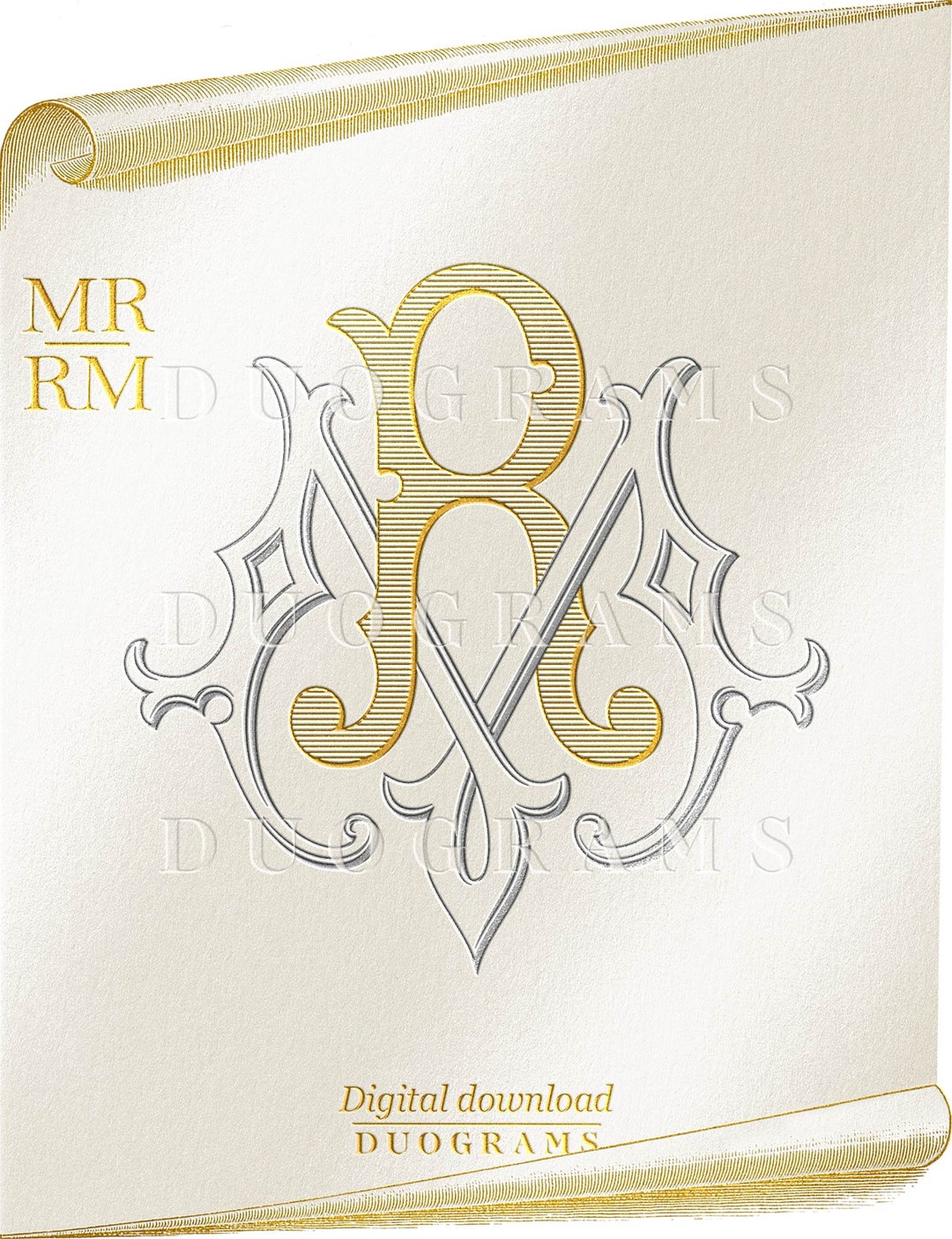 MR RM Wedding Monogram Logo Design SVG Digital Download + 2 Free Wreath ...