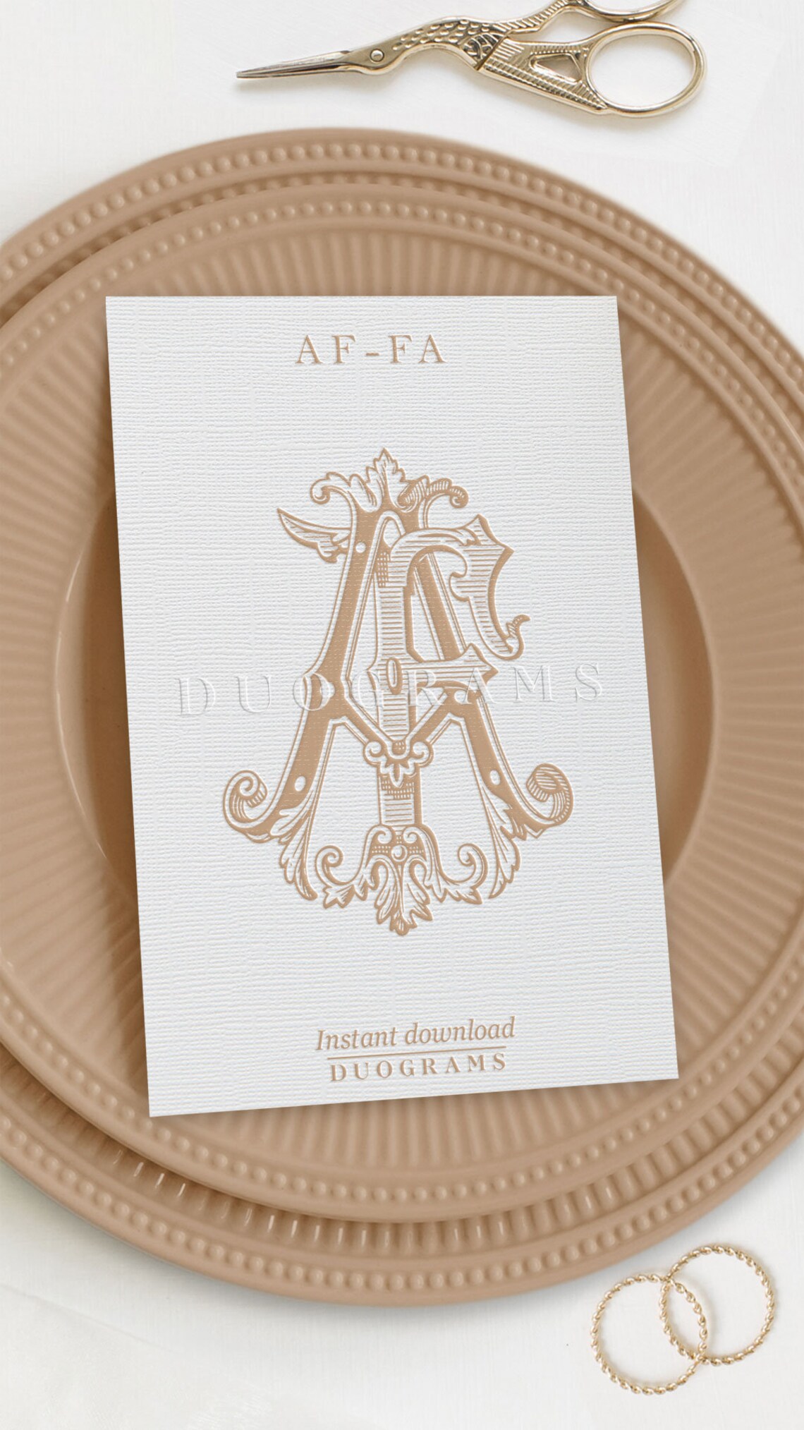 Vintage Monogram Logo AF or FA 2-letter Monogram Design A F Wedding ...