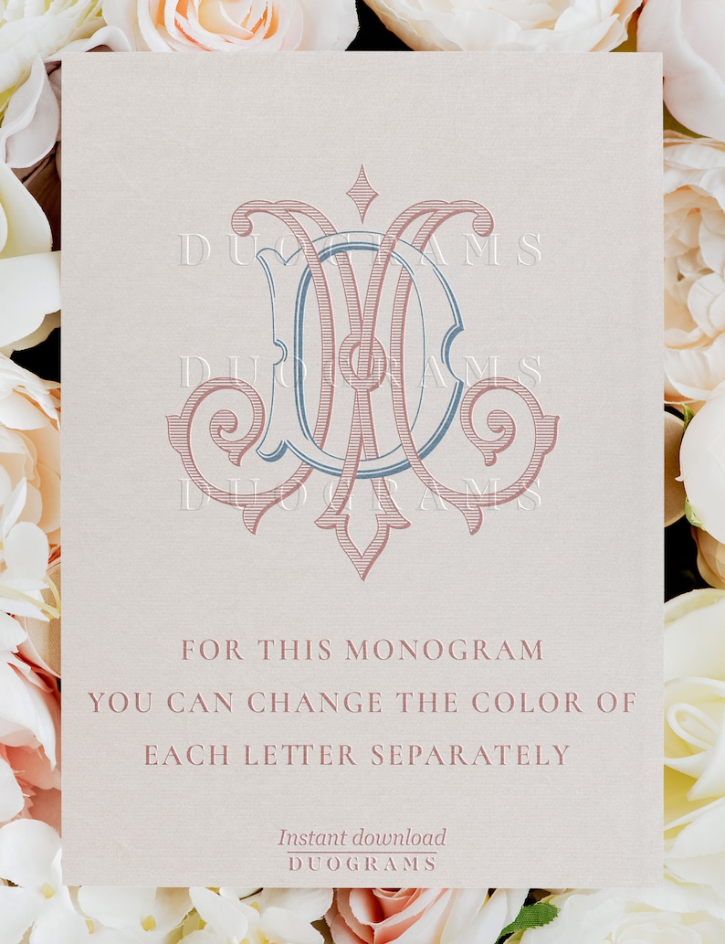 Vintage Wedding Monogram Logo MD DM Duogram M D Intertwined Monogram ...