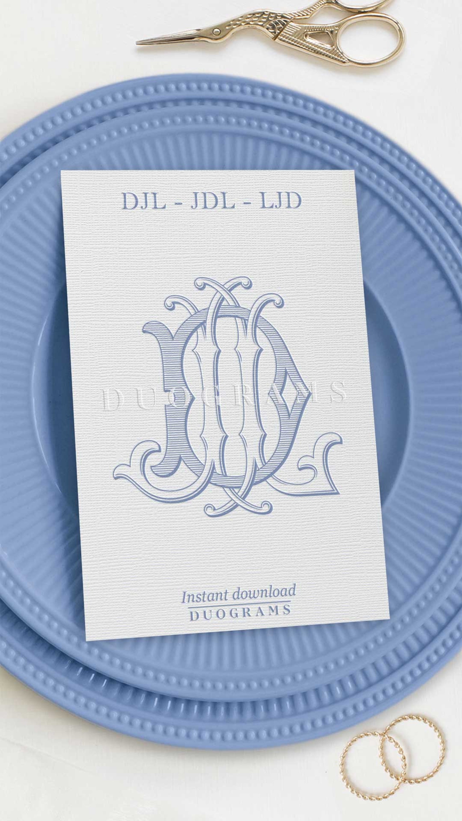 3 Letter Wedding Monogram Logo Designs JDL JLD LJD Etc 2 Free Wreath ...