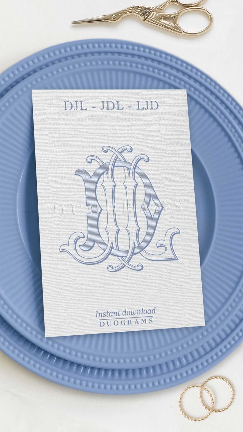 3 Letter Wedding Monogram Logo Designs JDL JLD LJD Etc 2 Free Wreath ...