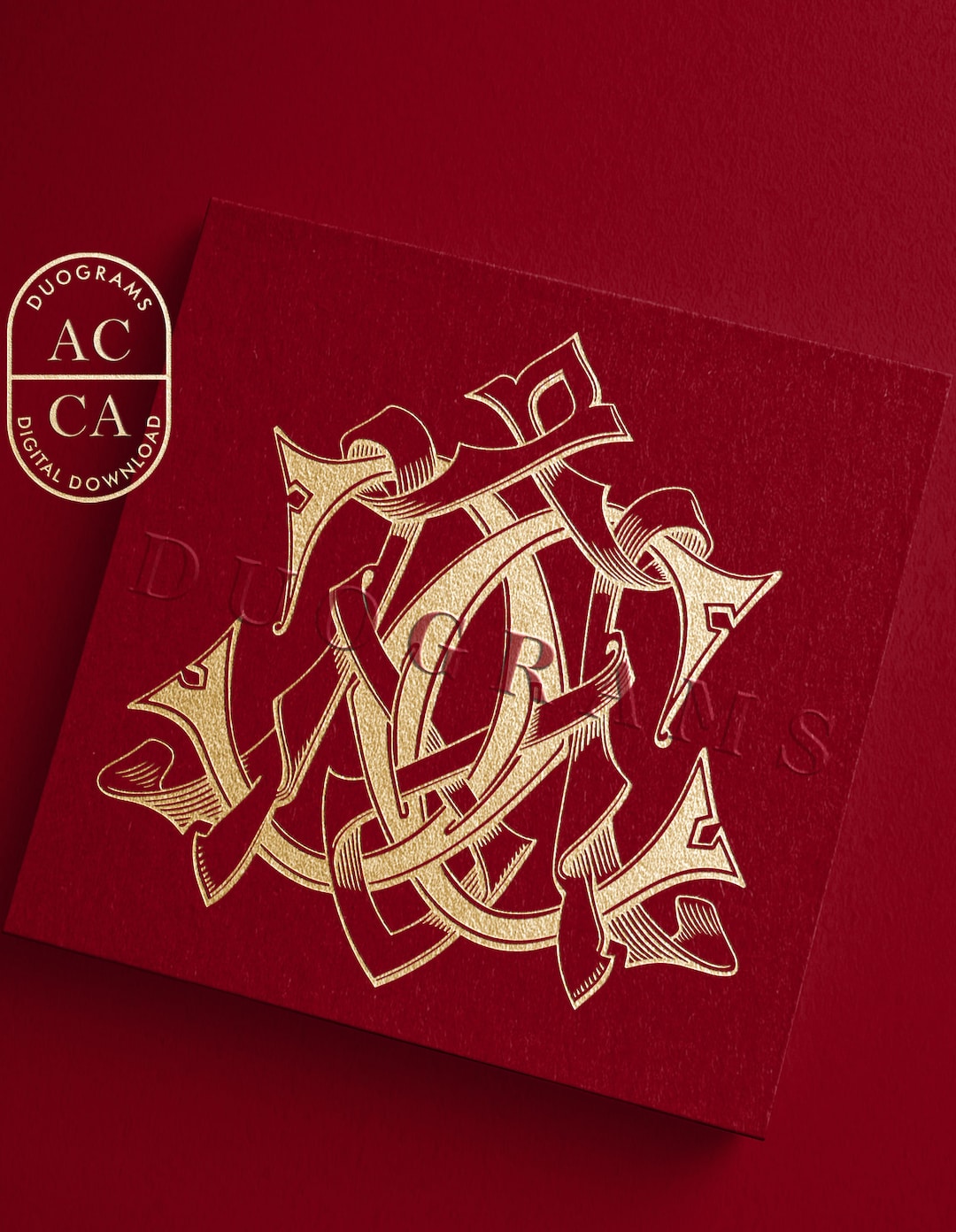 AC Vintage Monogram, CA Wedding Monogram, A C Intertwined Monogram ...