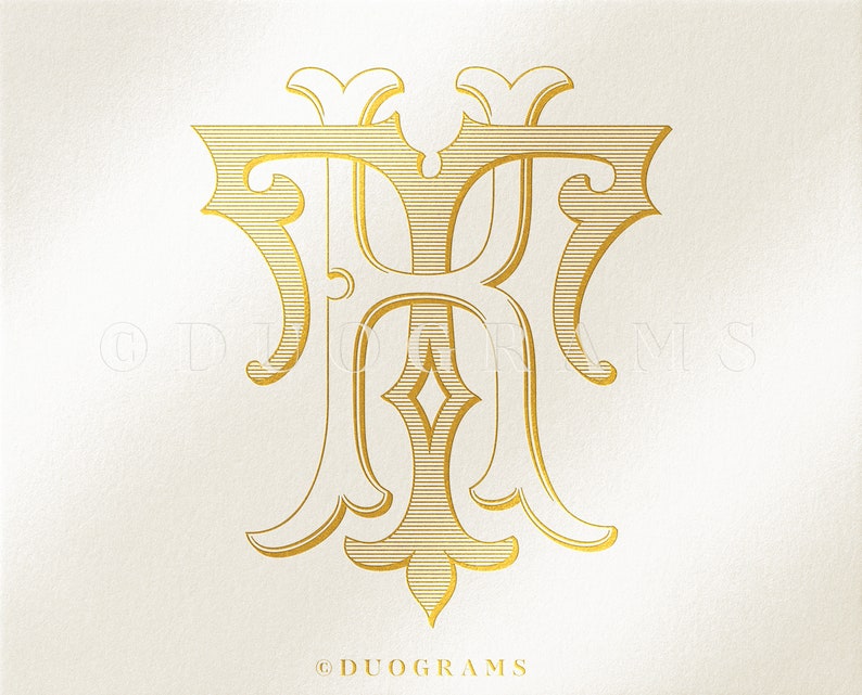 Vintage Wedding Monogram Logo KT TK Duogram K T Intertwined - Etsy