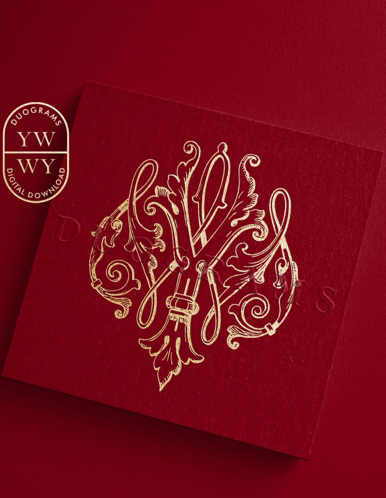 Vintage Monogram Logo Design WY YW Digital Download Y W - Etsy