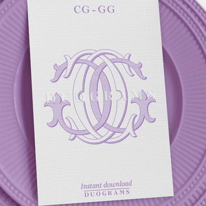 Interlocking Wedding Monogram CG or GC, 2 Letter Monogram Logo Design ...