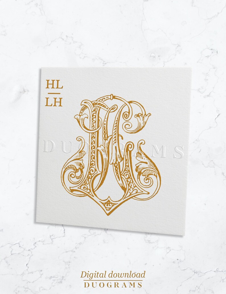 Vintage Wedding Monogram Logo HL LH Monogram Wreath SVG - Etsy