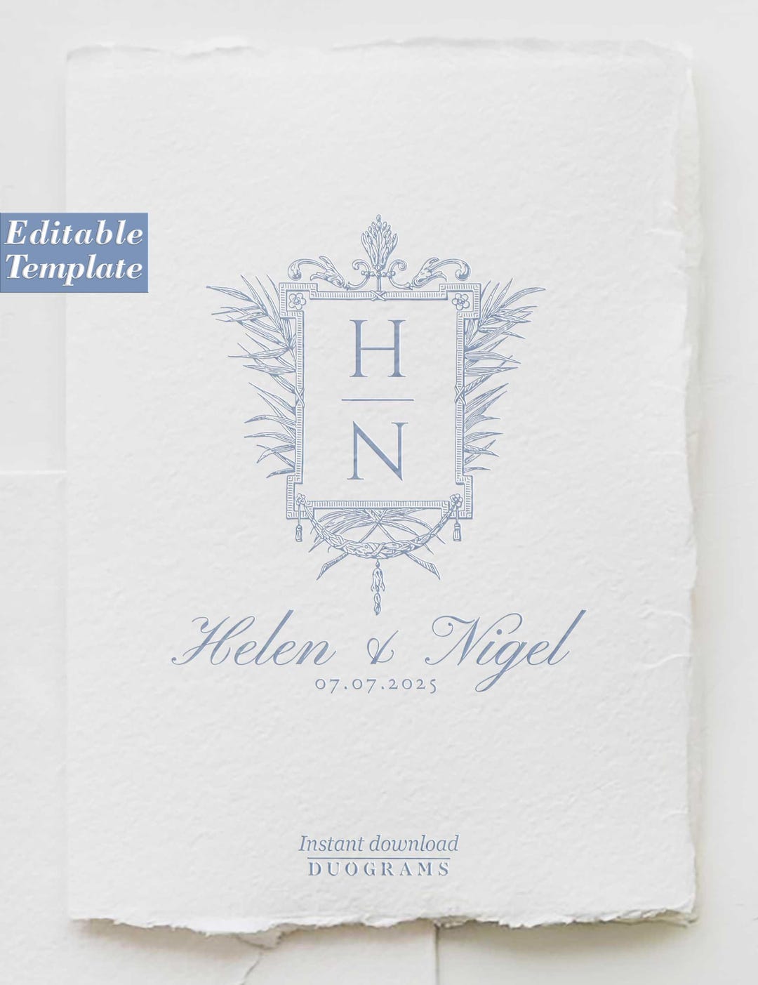 Wedding Crest Logo Design | Editable Family Monogram Template - Etsy