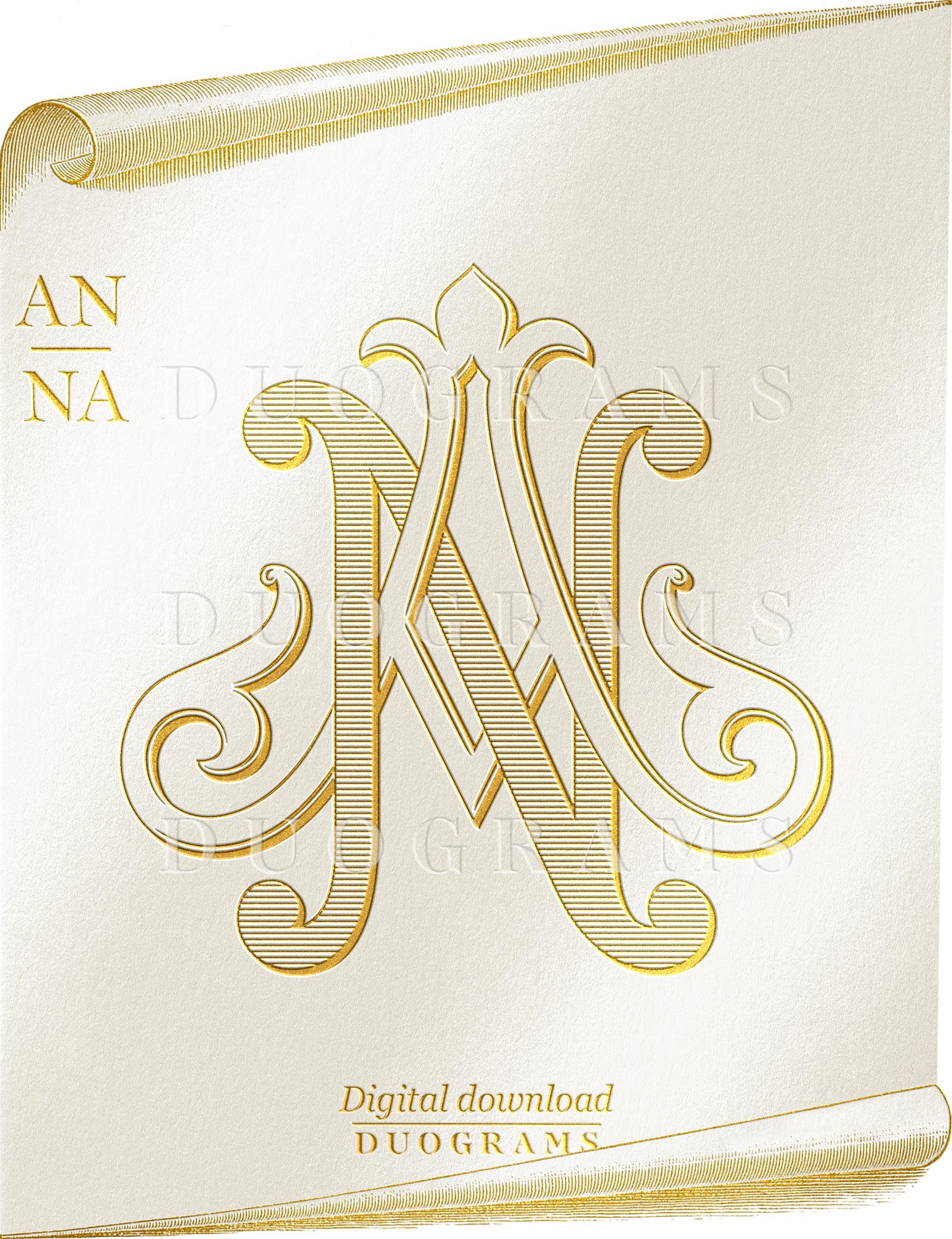 AN NA Wedding Monogram Logo Design A N Monogram Wreath SVG Digital ...