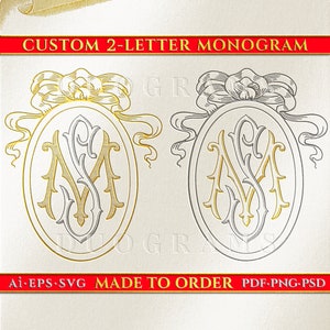 Two Letter Wedding Monogram Logo With Crest, Digital Download, SVG ...
