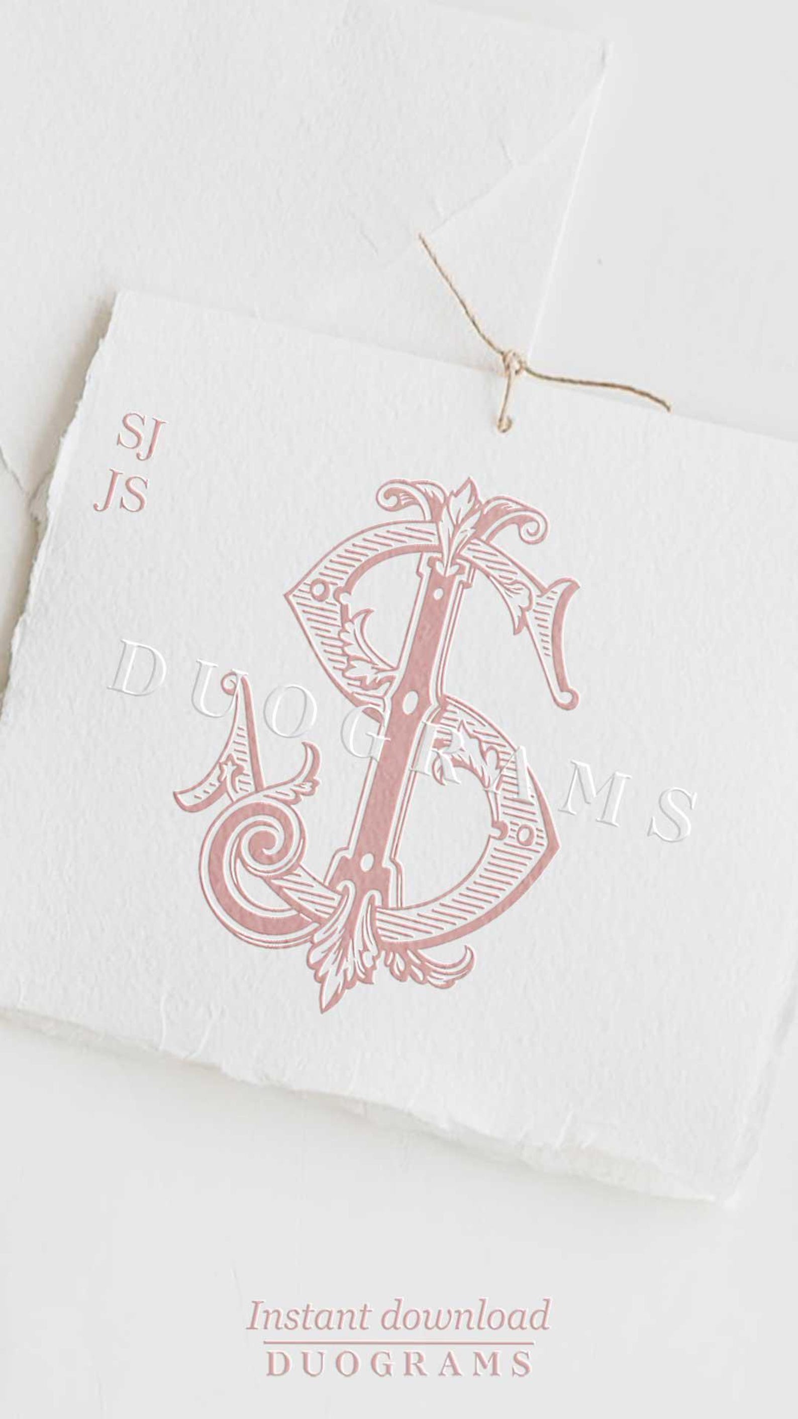 Interlocking Vintage Monogram JS or SJ Two Letter Monogram Logo Design ...