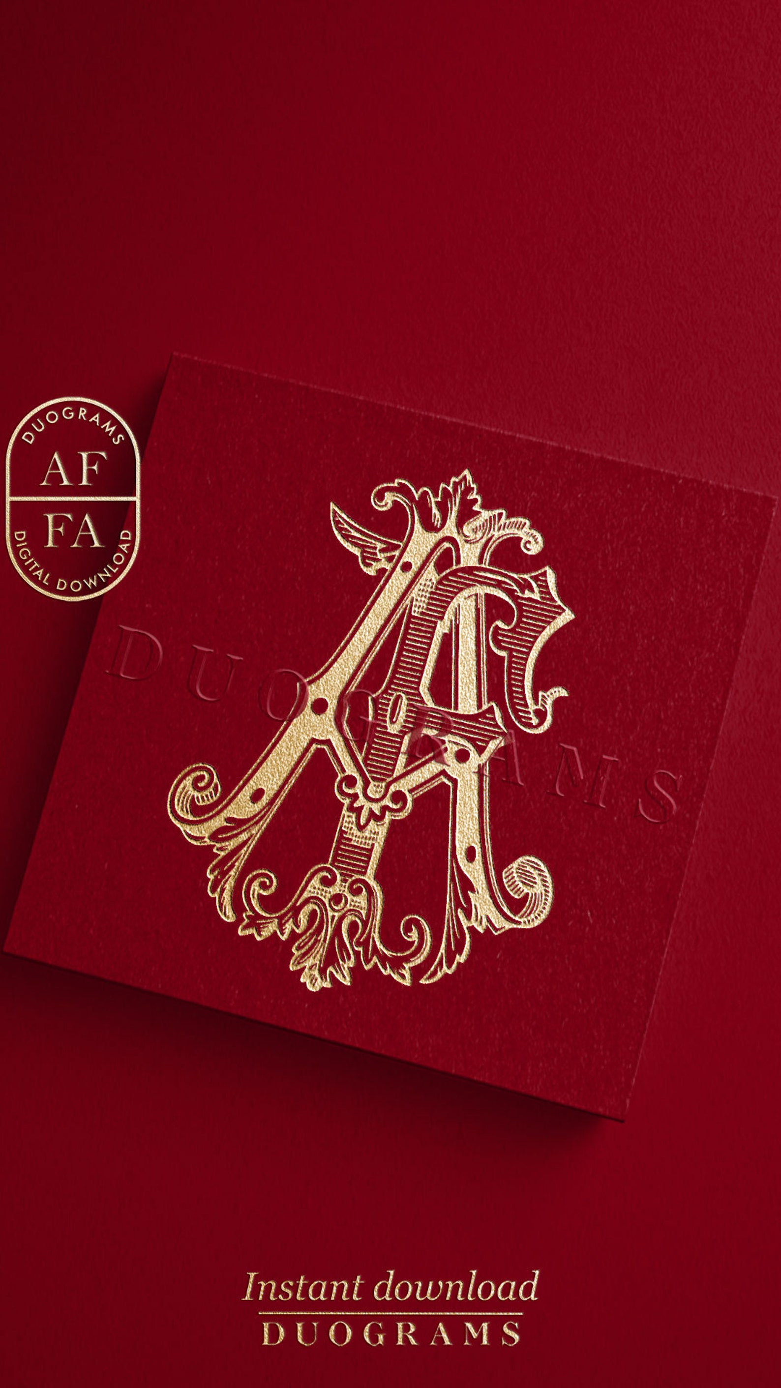 Vintage Monogram Logo AF or FA 2-letter Monogram Design A F Wedding ...