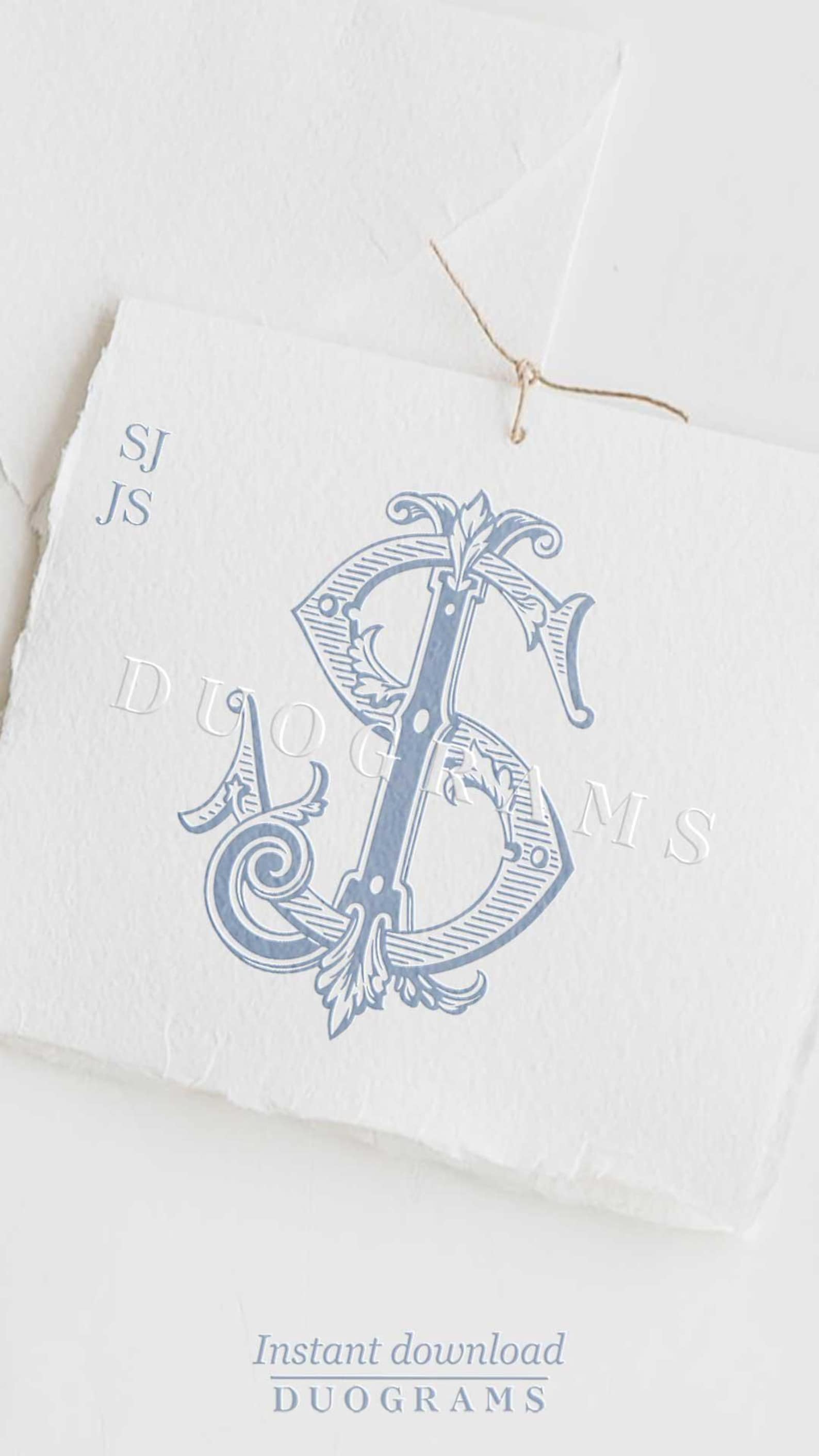 Interlocking Vintage Monogram JS or SJ Two Letter Monogram Logo Design ...