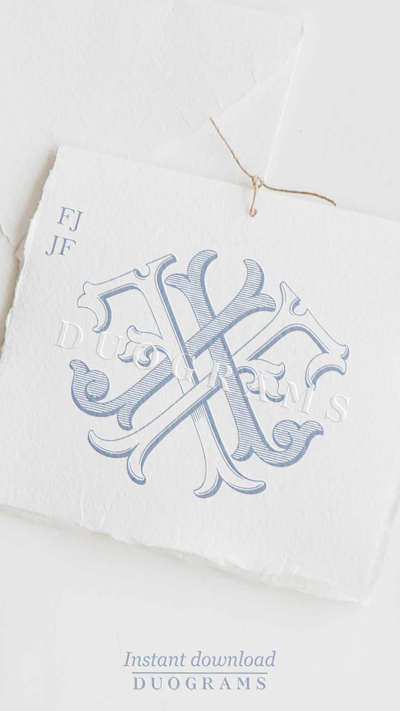 FJ JF Vintage Wedding Monogram Logo Design SVG 2-letter Monogram F J ...