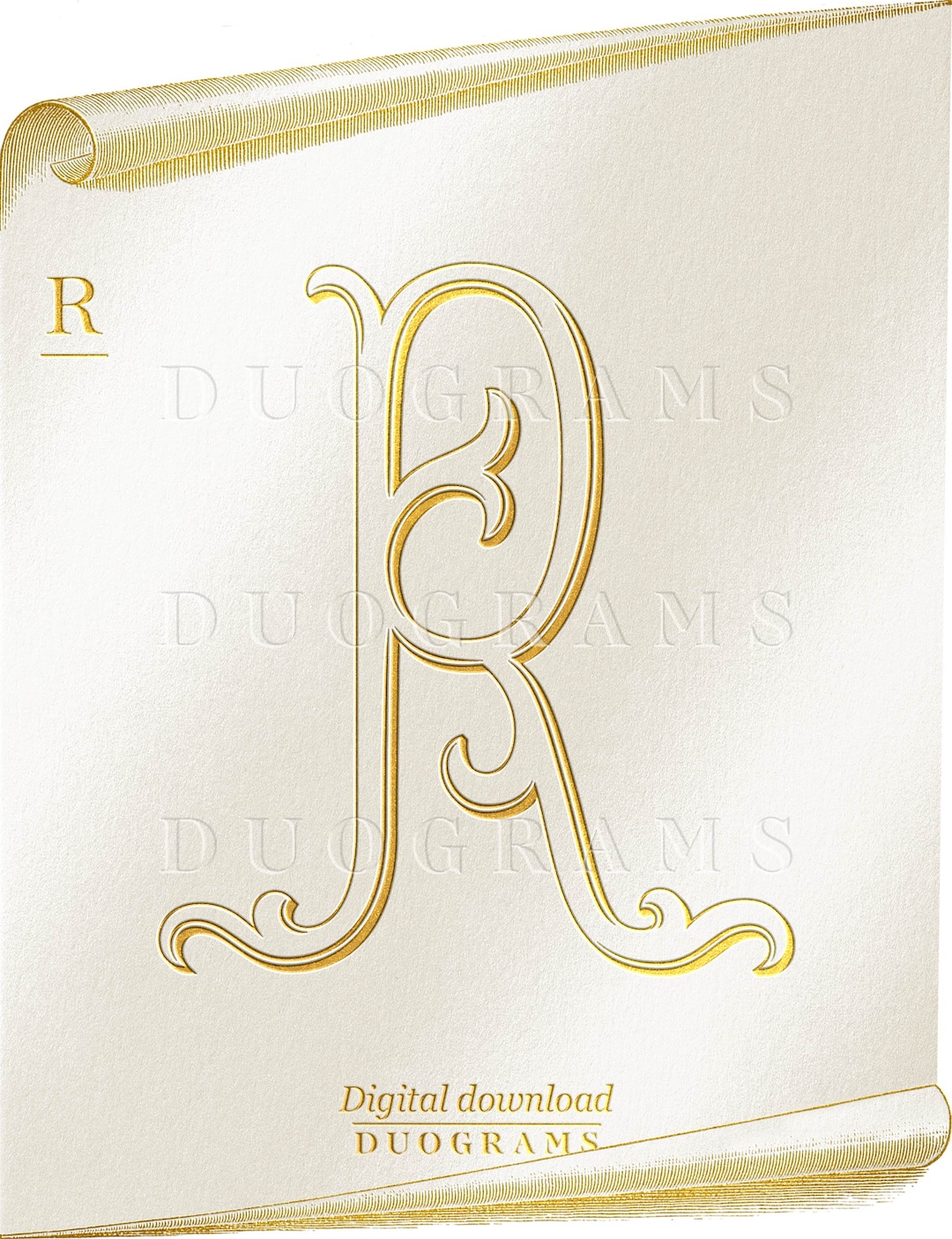 Vintage Wedding Monogram Logo R Monogram Wreath SVG - Etsy