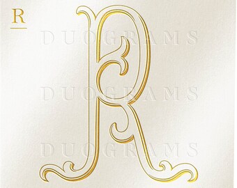 Vintage Wedding Monogram Logo R Monogram Wreath SVG - Etsy