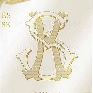 KS SK Wedding Monogram Logo Vintage Duogram K S Intertwined Monogram S ...