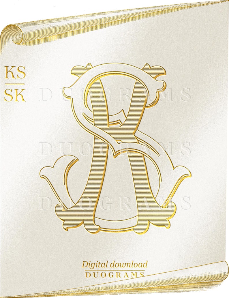 KS SK Wedding Monogram Logo Vintage Duogram K S Intertwined Monogram S ...