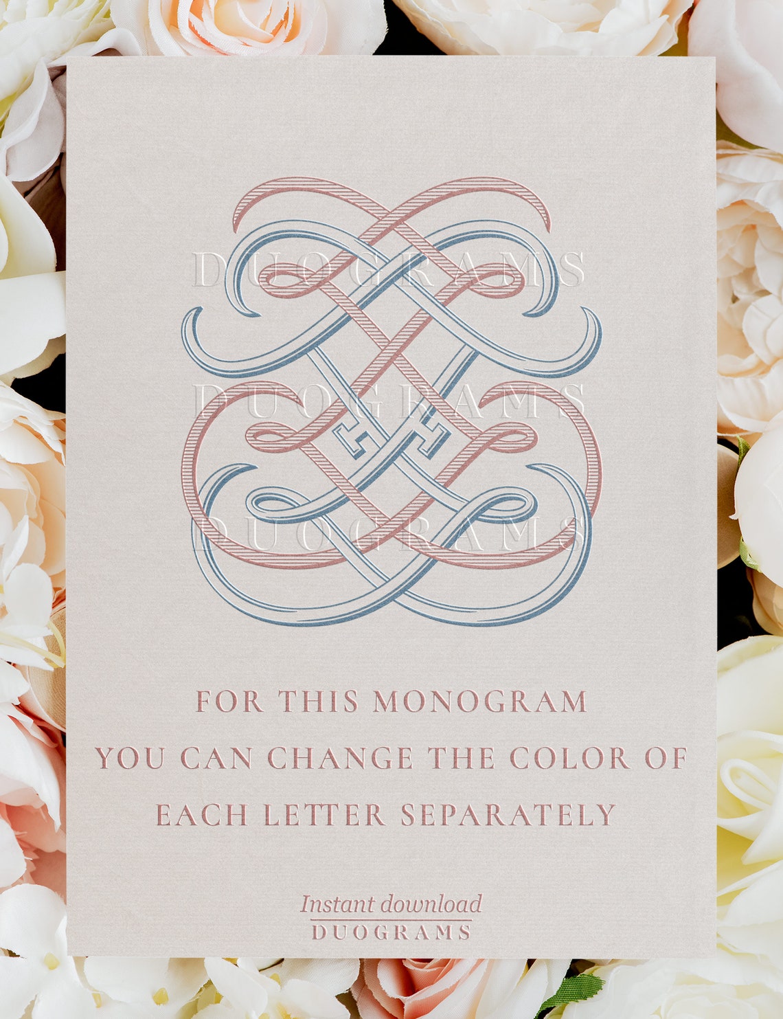 Wedding Monogram Logo Design EZ ZE Monogram Wreath SVG Digital Download ...