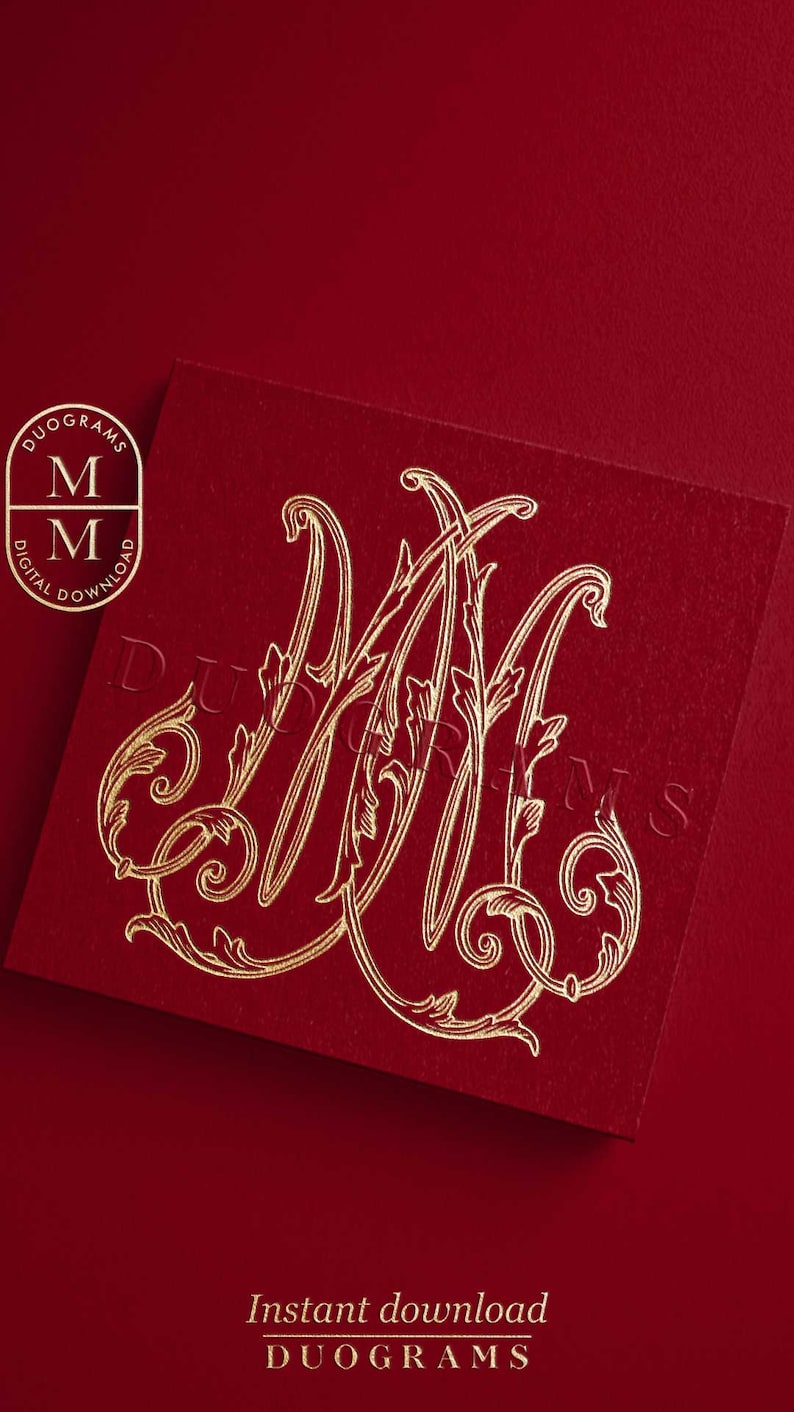 Double M Wedding Monogram Logo Designs MM 2-letter Monogram M M Digital ...