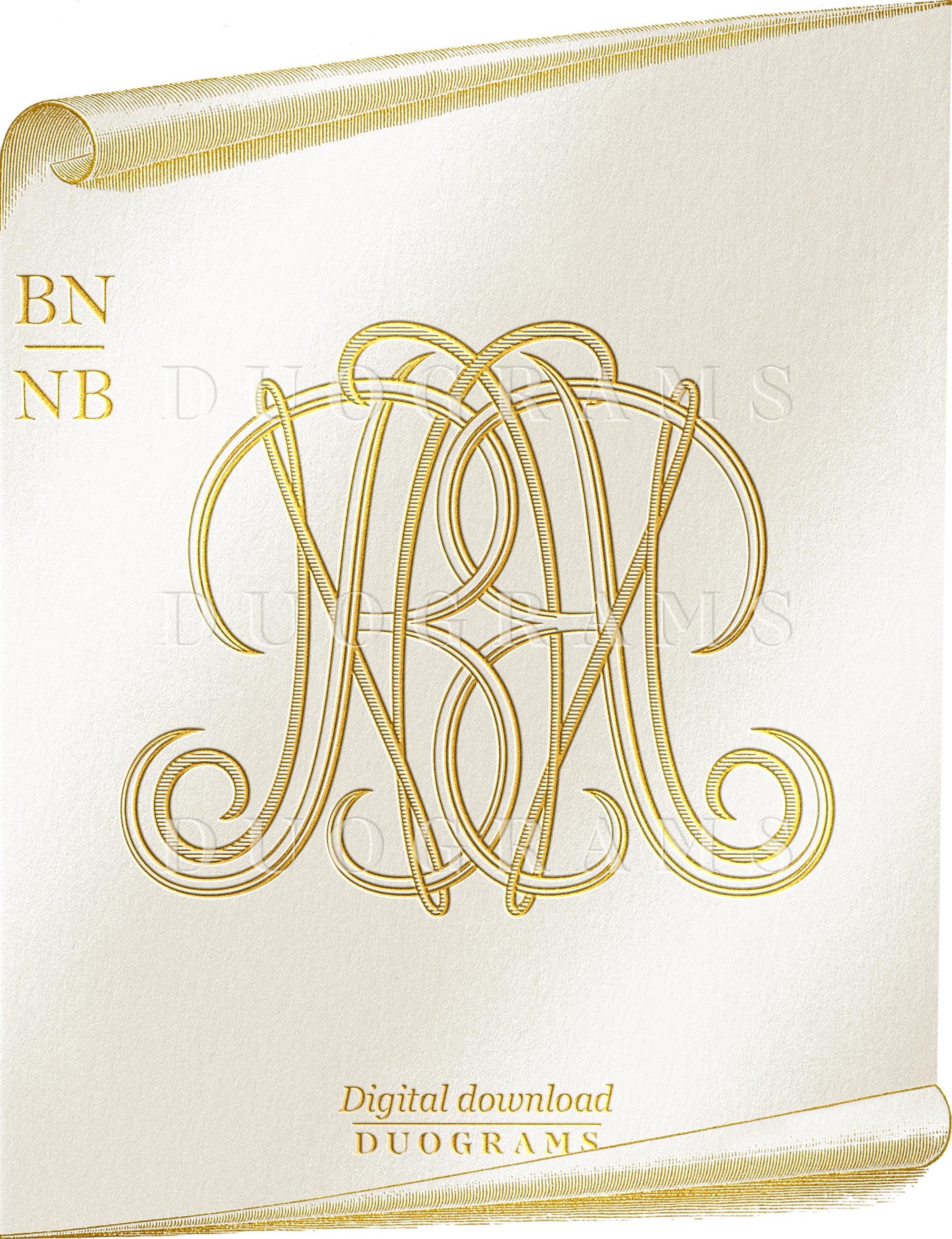 Wedding Monogram Logo Design BN NB Monogram Wreath SVG Digital Download ...