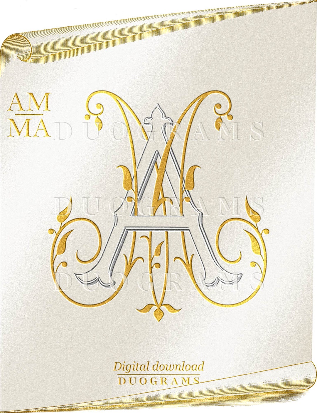 AM MA Wedding Monogram Logo Design SVG Two Letter Monogram A M Digital ...