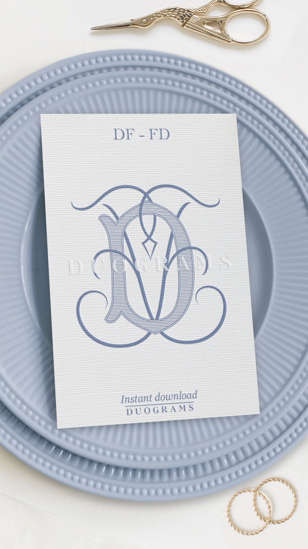 Vintage Monogram Logo Design DF FD Monogram Wreath SVG Digital Download ...