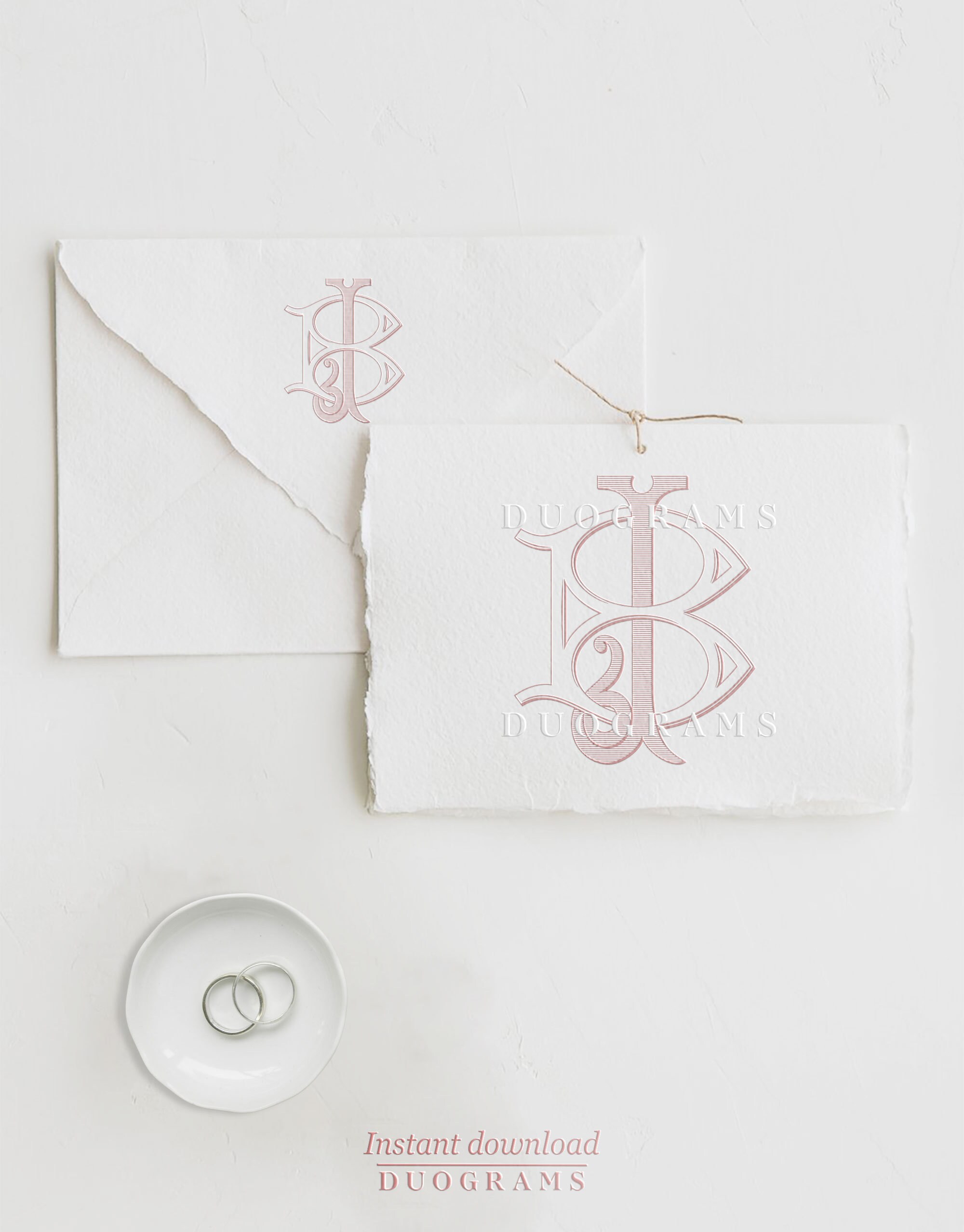 Interlocking Vintage Monogram BJ or JB Two Letter Monogram Logo Design ...