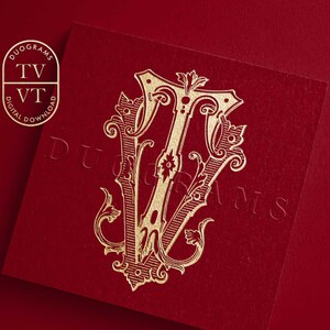 TV VT Vintage Wedding Monogram Logo Design SVG 2-letter Monogram T V ...
