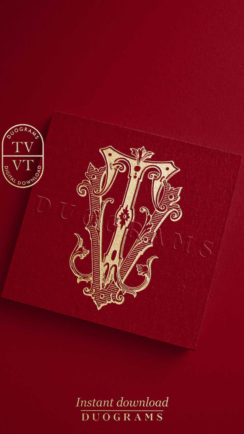 TV VT Vintage Wedding Monogram Logo Design SVG 2-letter Monogram T V ...