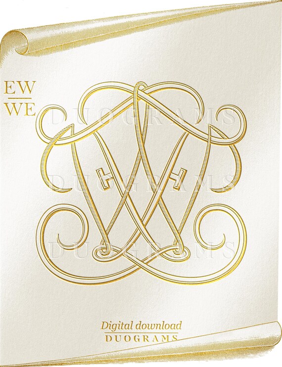 Wedding Monogram Logo Design EW WE Monogram Wreath SVG Digital - Etsy