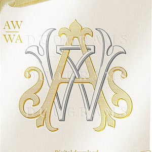 Vintage Monogram Logo Design AW WA Monogram Wreath SVG Digital Download ...