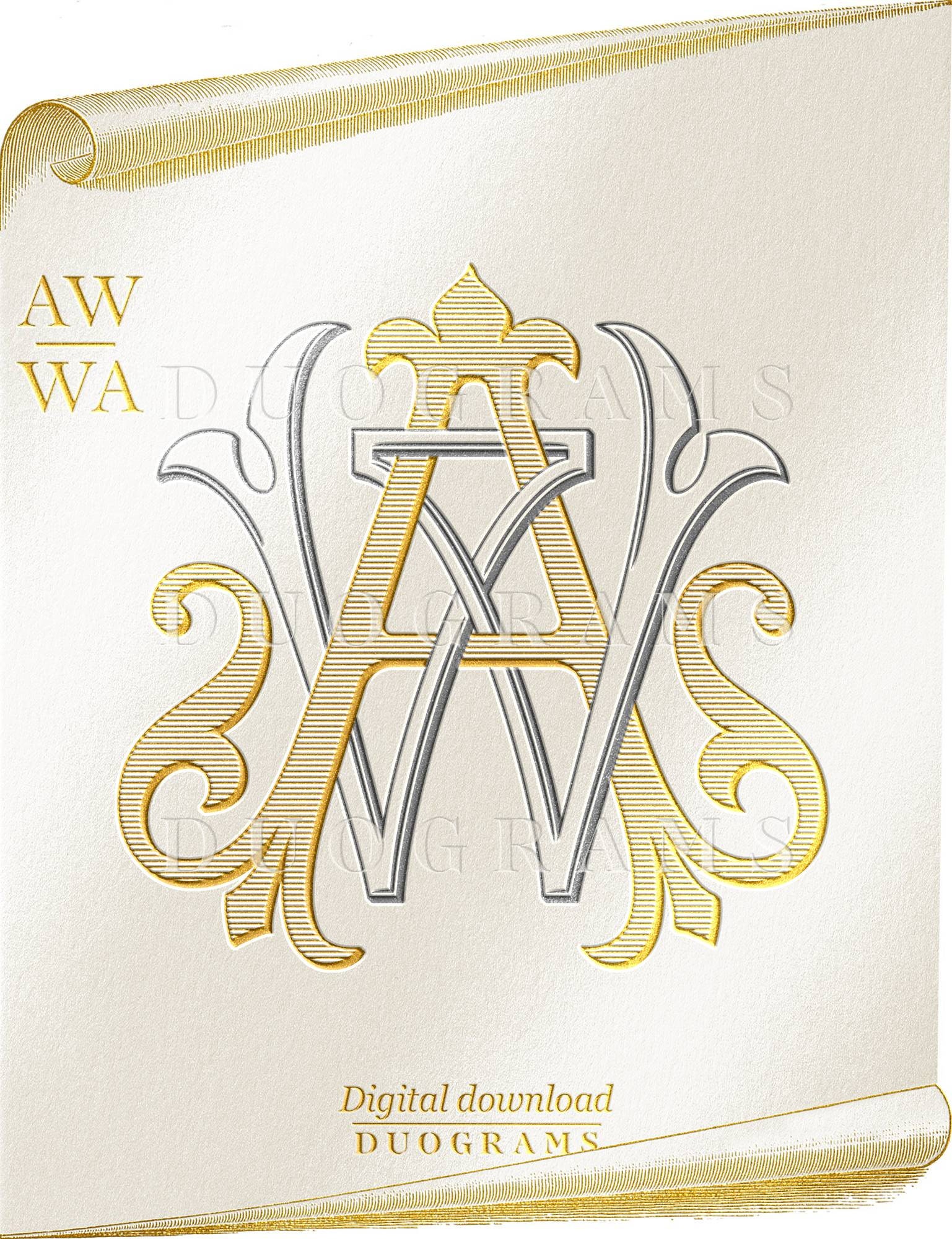 Vintage Monogram Logo Design AW WA Monogram Wreath SVG Digital Download ...