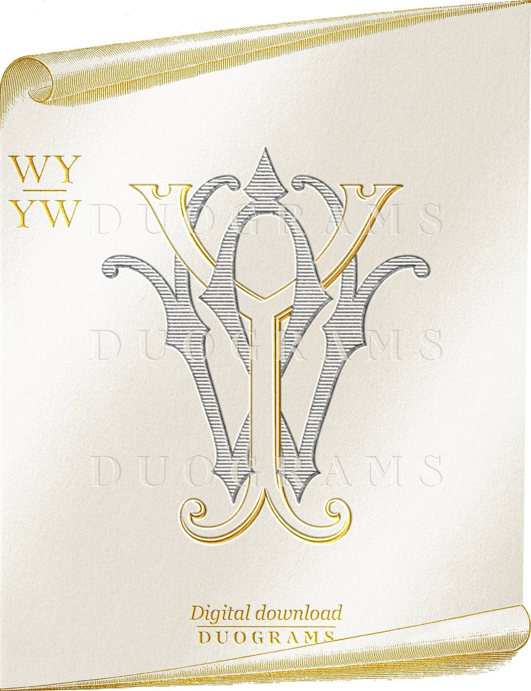 WY YW Wedding Monogram Logo Design W Y Y W Two Letter Monogram Initials ...