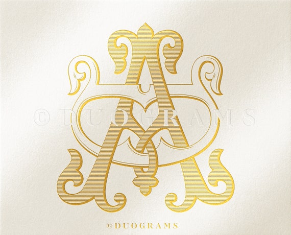 Vintage Monogram AD DA Digital Wedding Monogram SVG | Etsy