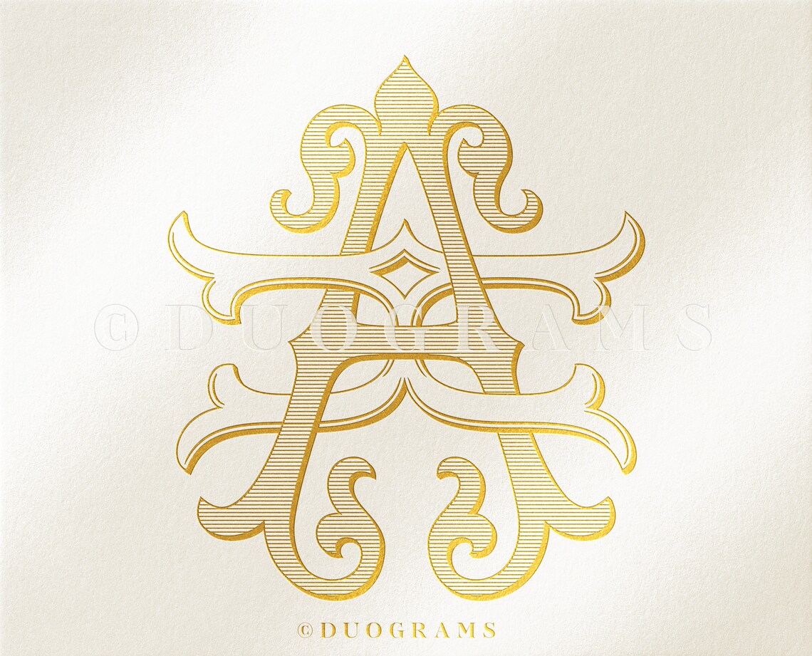 Vintage Wedding Monogram Logo AK KA Duogram A K Intertwined | Etsy